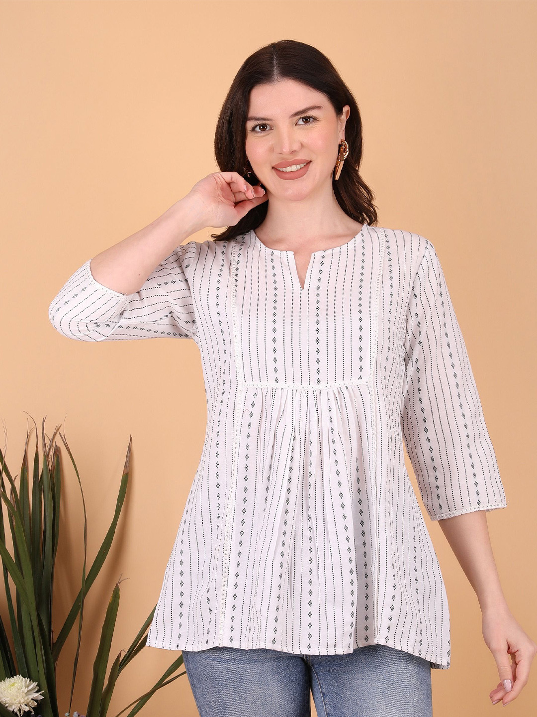 Buy ROYAL DESIGN Women Katha Ethnic A Line Cotton Tunic With Self ...