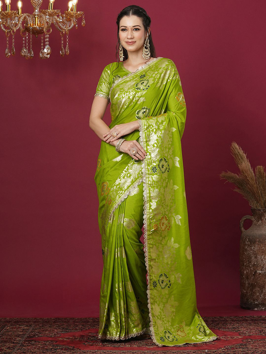 Buy Satrani Woven Design Zari Banarasi Saree - Sarees for Women ...