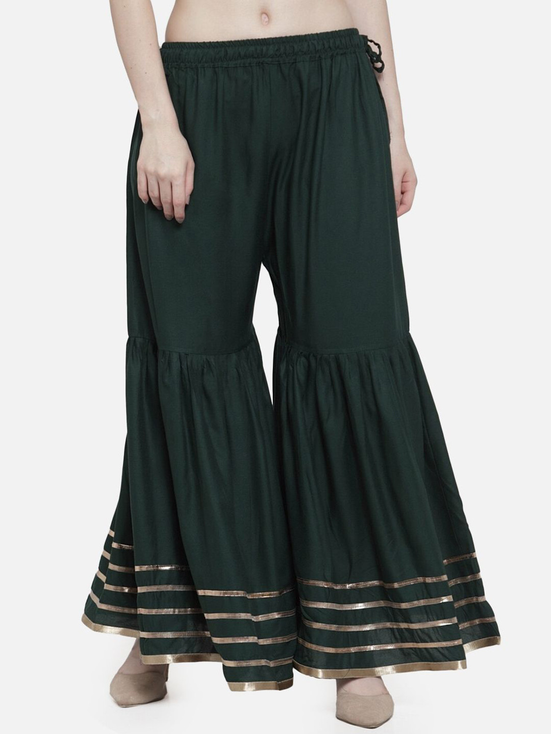 Buy Moda Rapido Women Embellished Smart Flared Trousers - Trousers for ...