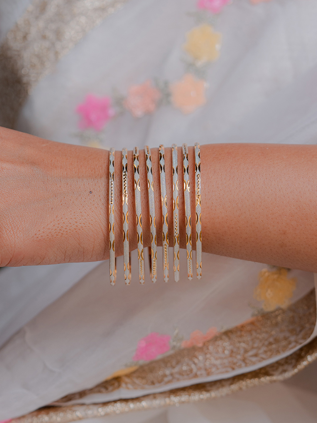 Buy Zeraki Jewels Samantha Set Of 8 Gold Plated Bangles - Bangle for ...