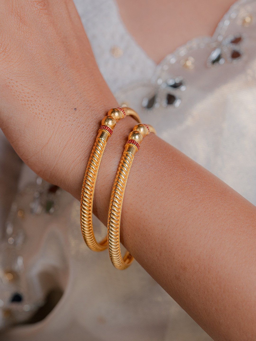 Buy Zeraki Jewels Sheetal Set Of 2 Gold Plated Bangles - Bangle for ...