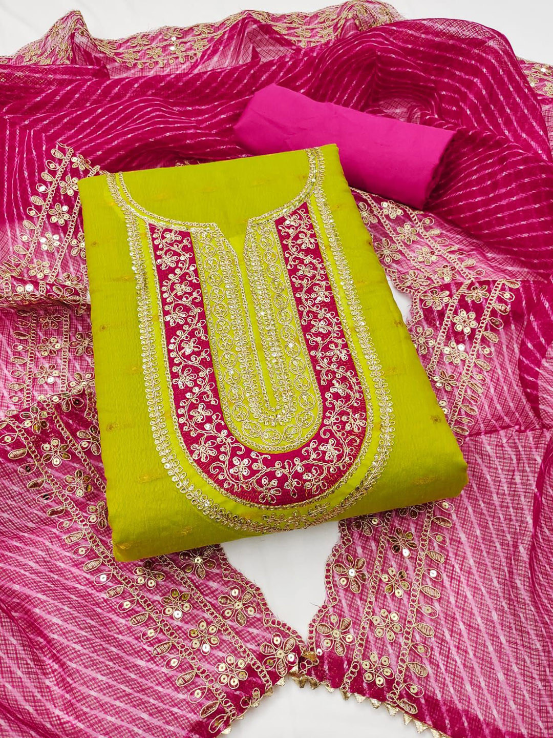 Buy MANVAA Ethnic Motifs Woven Design Sequinned Unstitched Dress ...