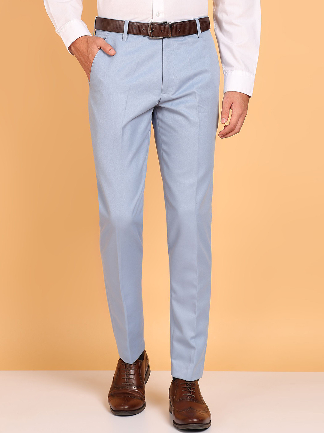 Buy Cyphus Men Smart Slim Fit Formal Trousers - Trousers for Men ...