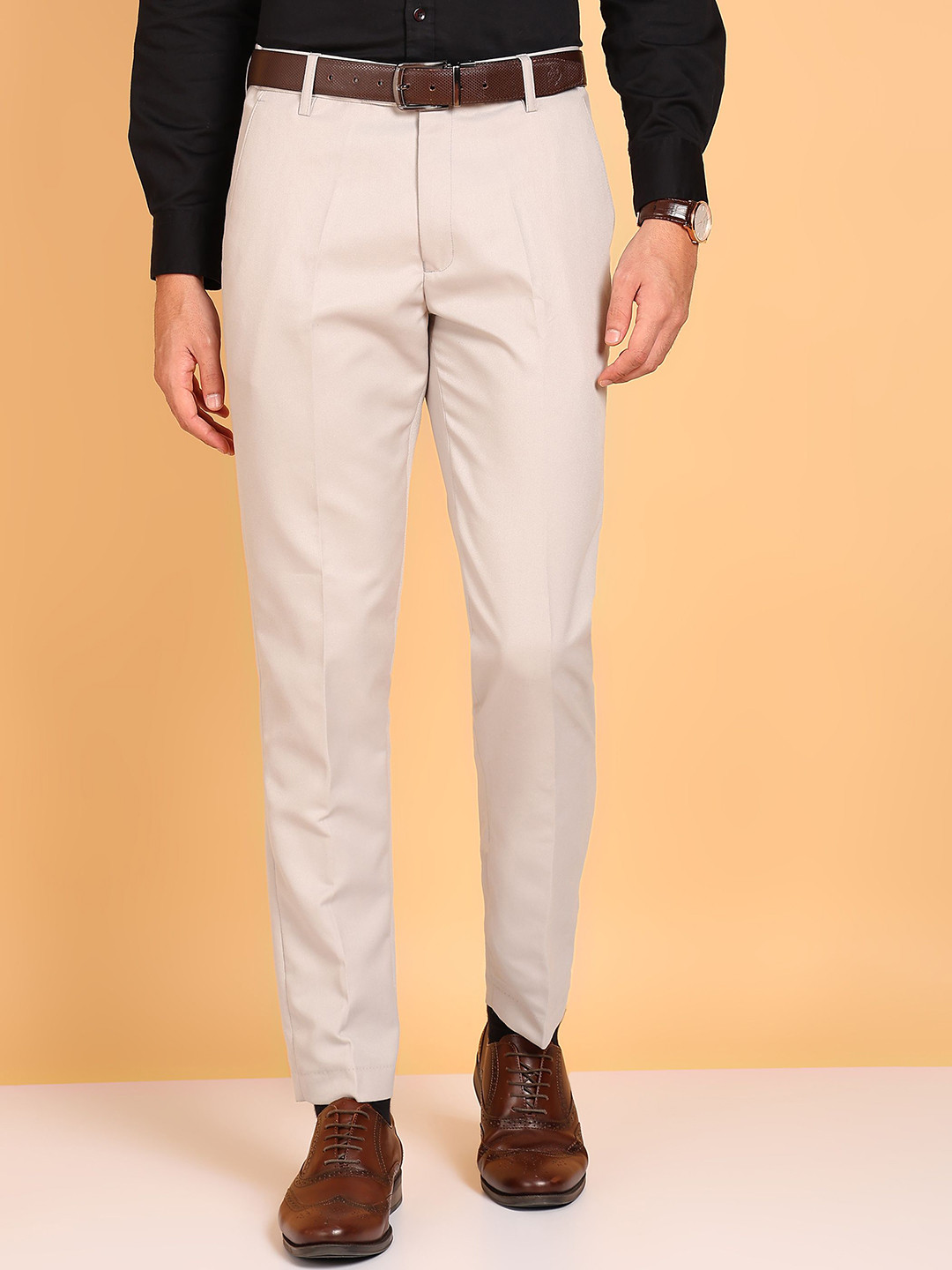 Buy Cyphus Men Smart Slim Fit Mid Rise Formal Trousers - Trousers for ...