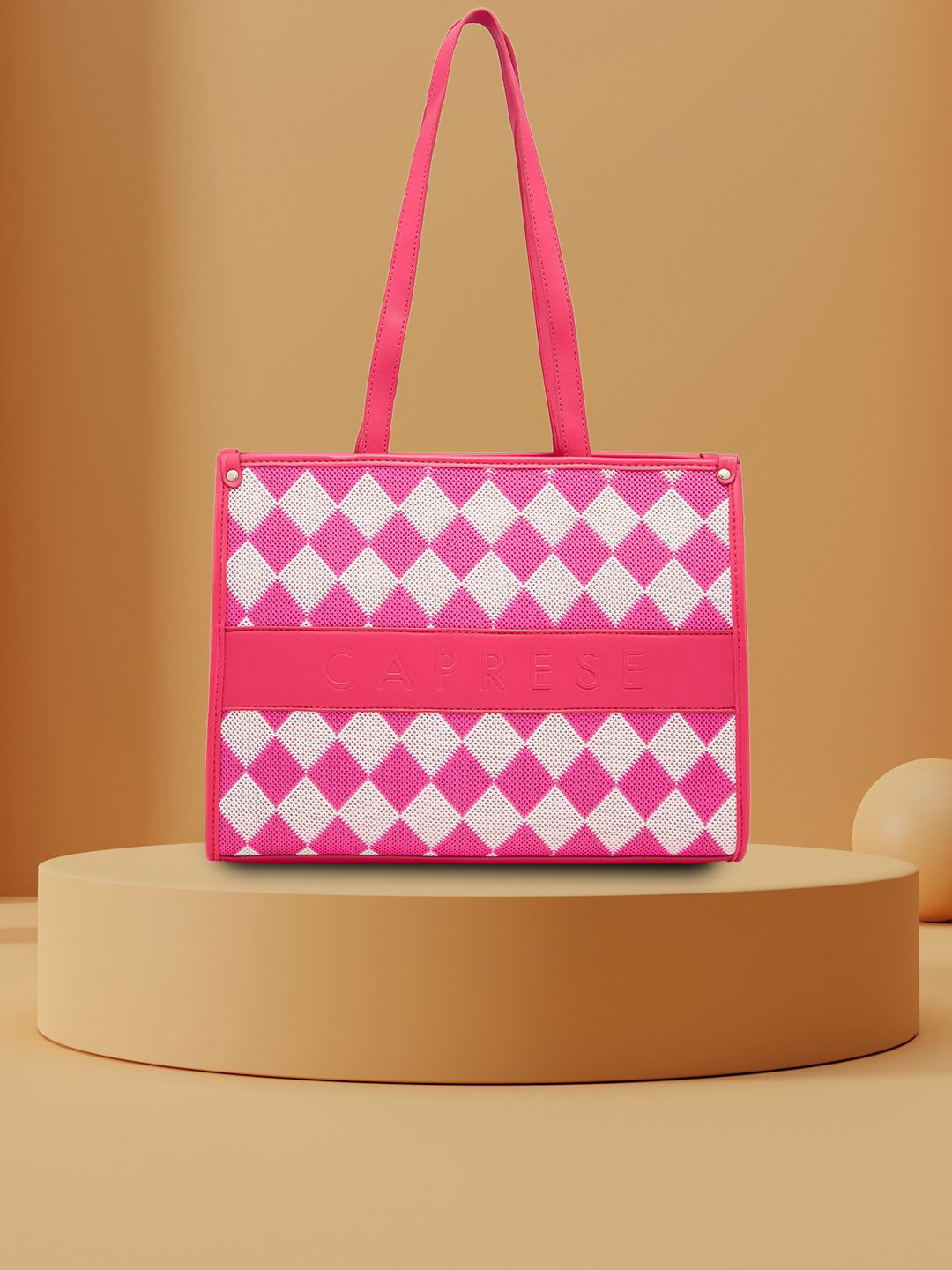 Buy Caprese Checker Women Fuchsia Medium Tote Bag - Handbags for Women ...