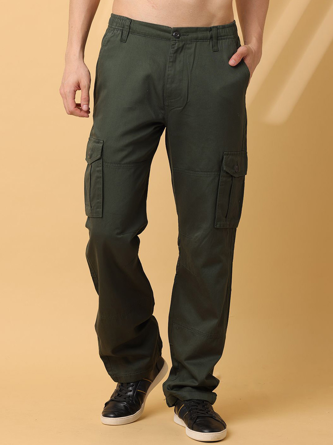 Buy RIGS AND RAGS Men Relaxed Loose Fit Mid Rise Pure Cotton Cargo ...