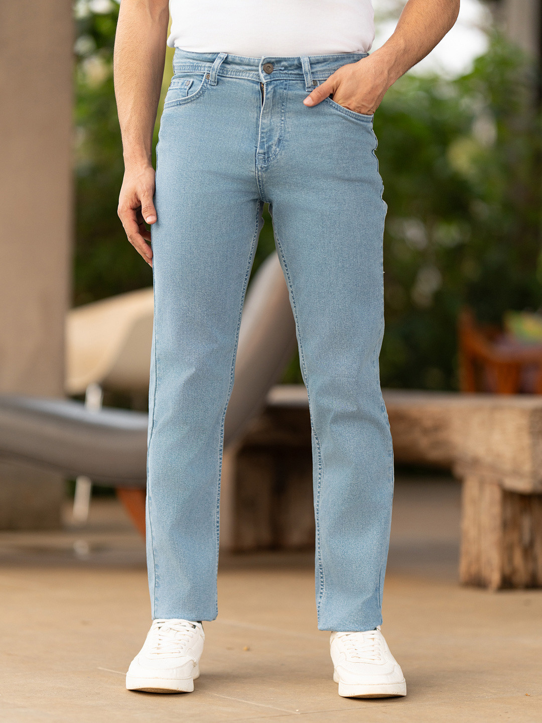 Buy The Pant Project Men Dream Blue Relaxed Fit Stretchable Cotton ...