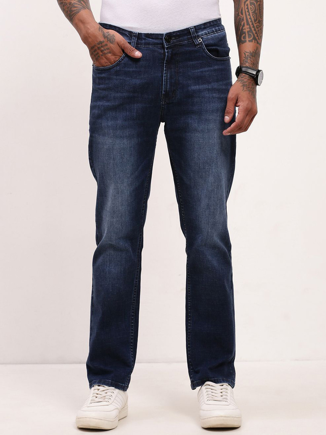 Buy SHOWOFF Men Comfort Straight Fit Low Rise Light Fade Acid Wash ...