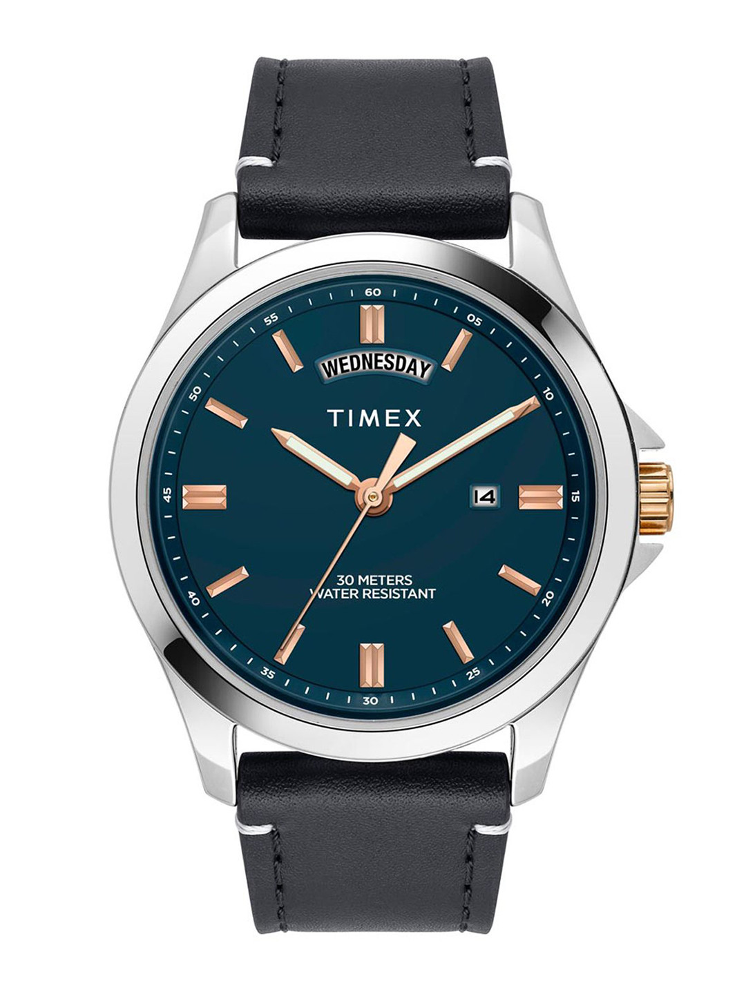 Buy Timex Men Brass Dial & Leather Straps Analogue Multi Function Watch ...