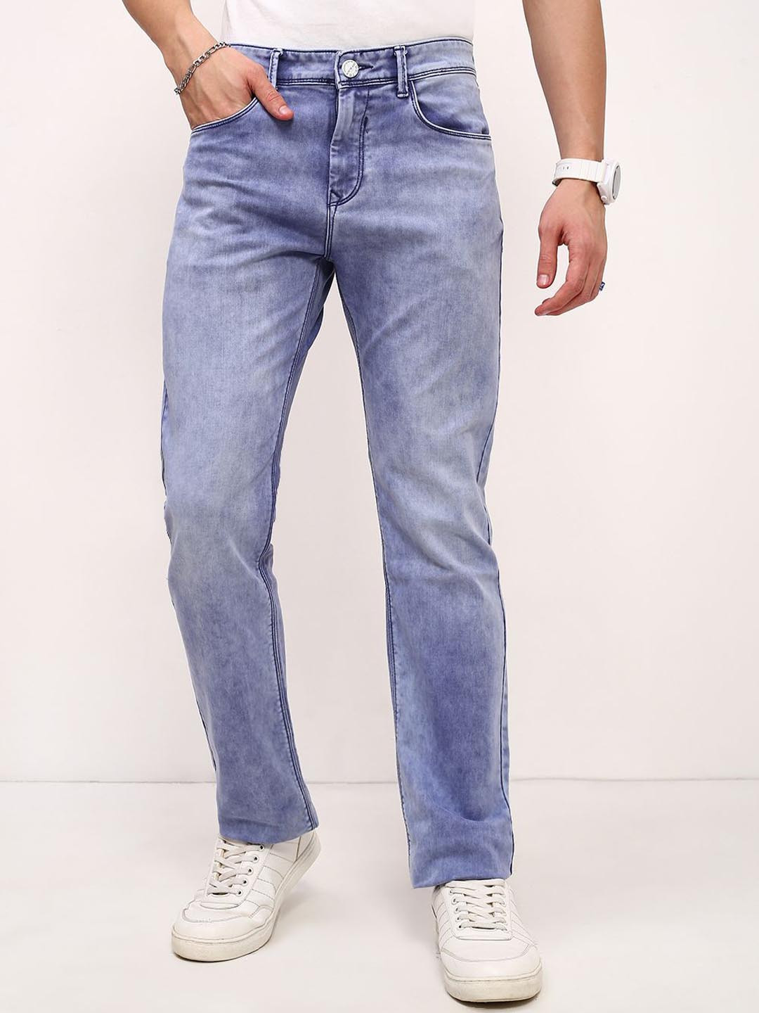 Buy SHOWOFF Men Comfort Straight Fit Low Rise Heavy Fade Acid Wash ...