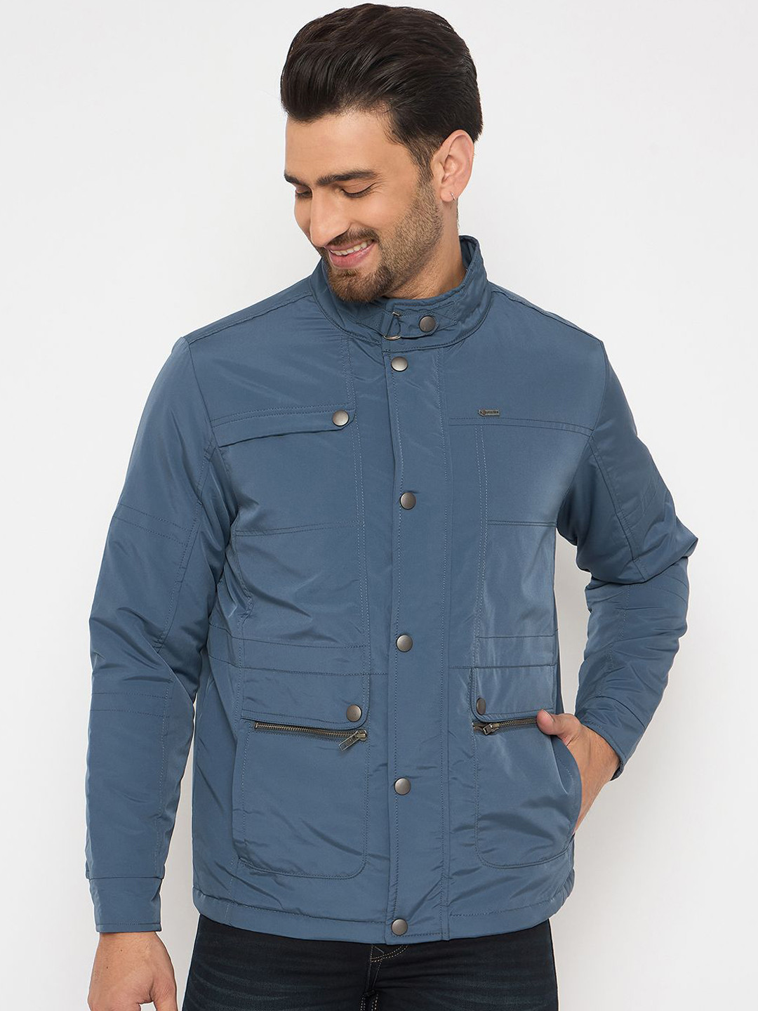 Buy Duke Men Mandarin Collar Solid Casual Bomber Jacket - Jackets for ...