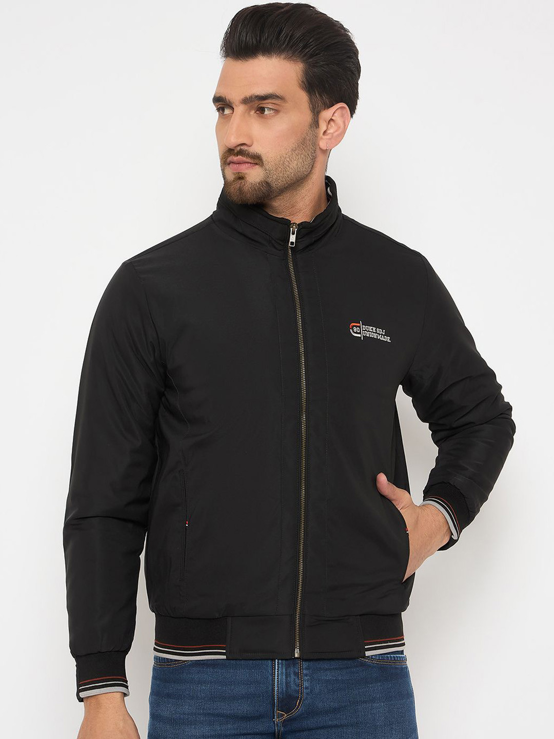 Buy Duke Men Mock Collar Solid Casual Bomber Jacket - Jackets for Men ...