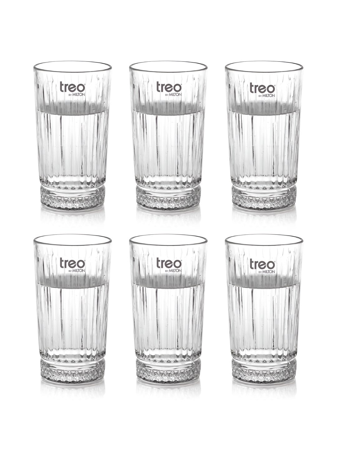 Buy Treo Transparent 6 Pieces Verti Water Glass Tumblers 250 Ml Each ...