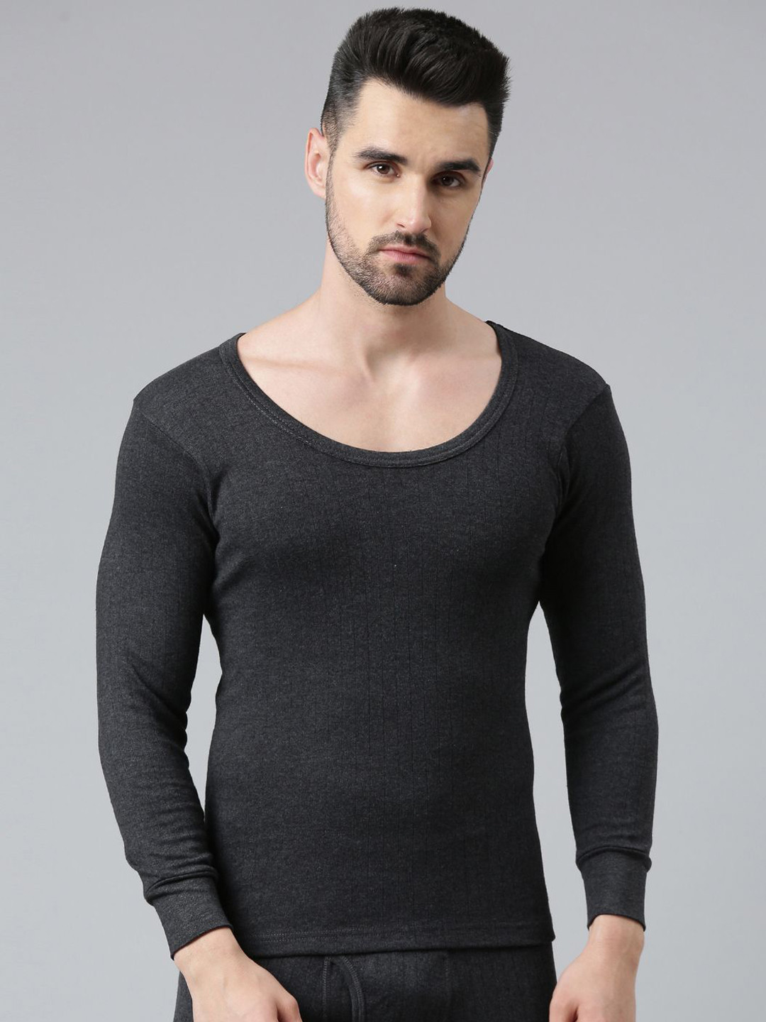 Buy DIXCY SCOTT Men Solid Round Neck Long Sleeves Thermal Top - Thermal ...