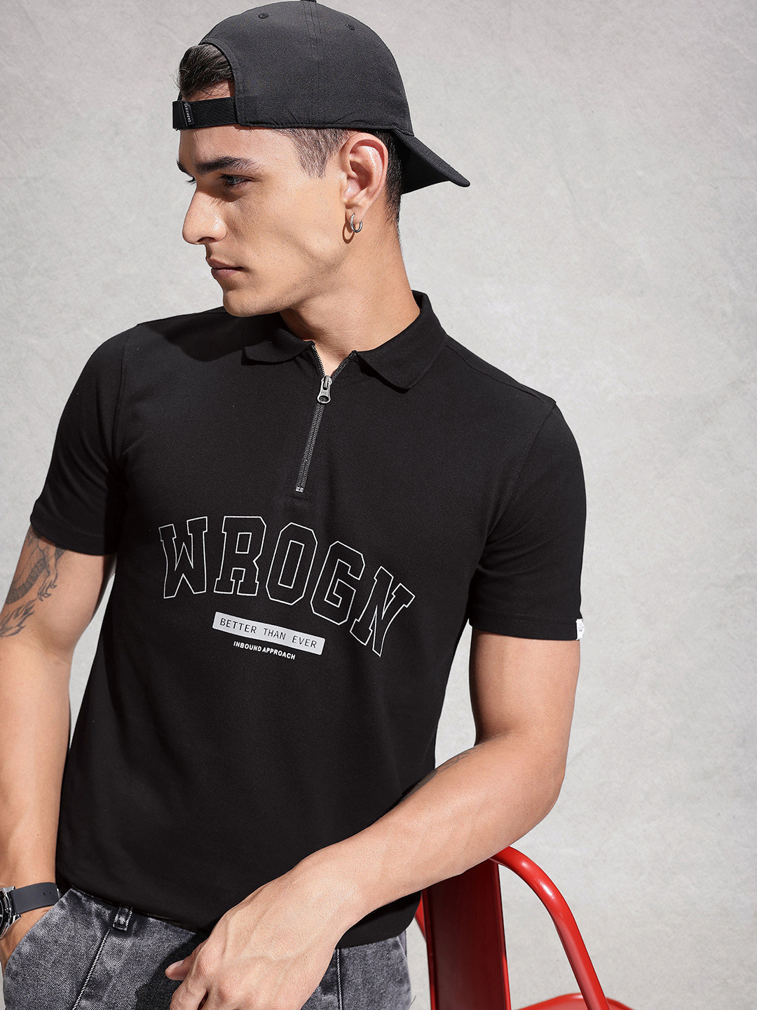 Buy WROGN Pure Cotton Brand Logo Printed T Shirt - Tshirts for Men ...