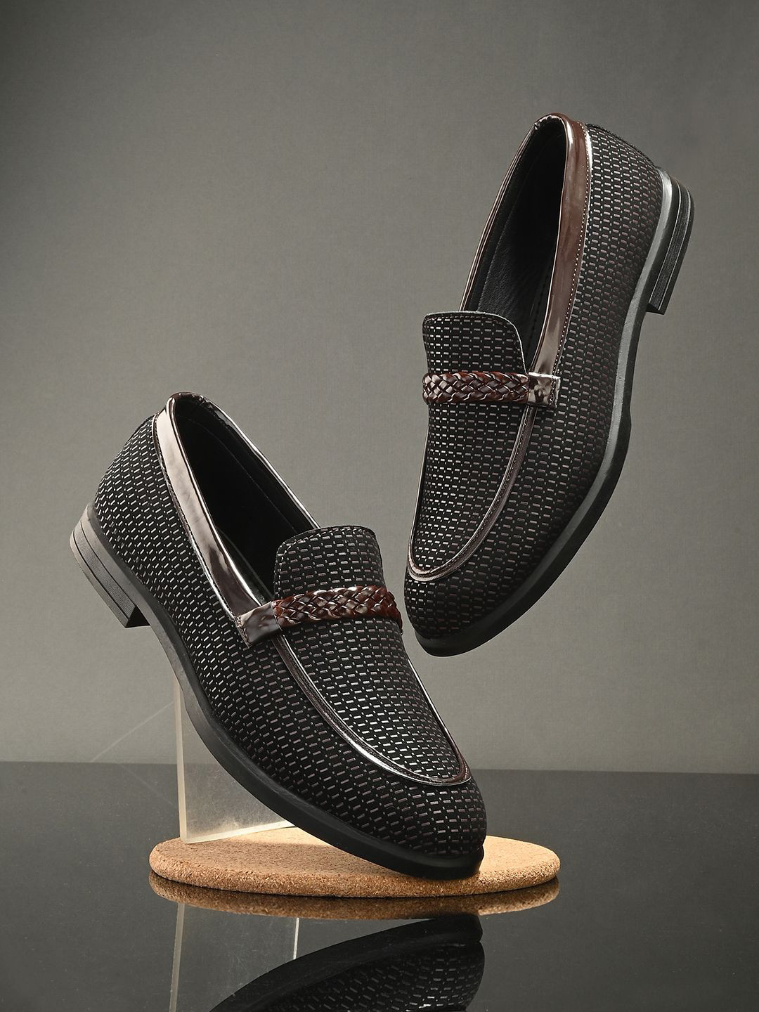 Buy HERE&NOW Men Textured Round Toe Formal Loafers - Formal Shoes for ...