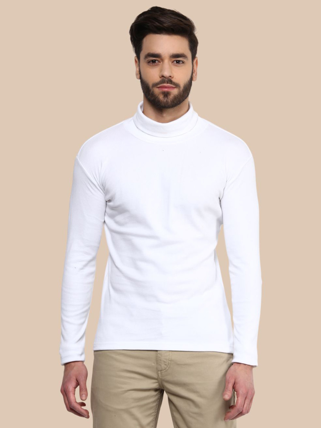 Buy Hypernation Men Solid High Neck Cotton Slim Fit T Shirt - Tshirts ...