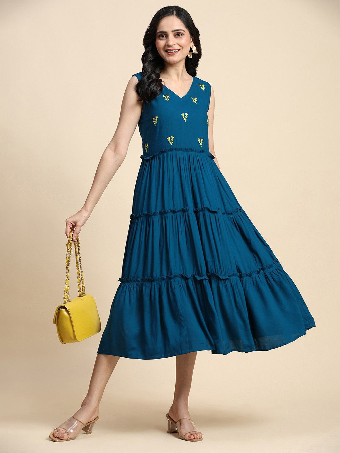 Buy Handish Women Floral Embroidered A Line Dress - Dresses for Women ...
