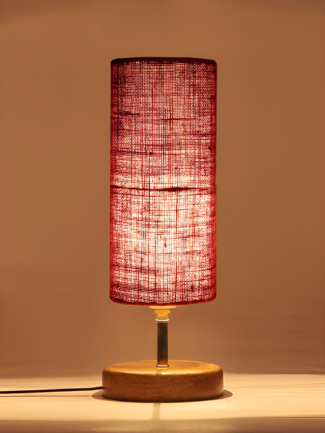 Buy Aura Maroon Wood Traditional Abstract Shaped Table Lamp - Table ...