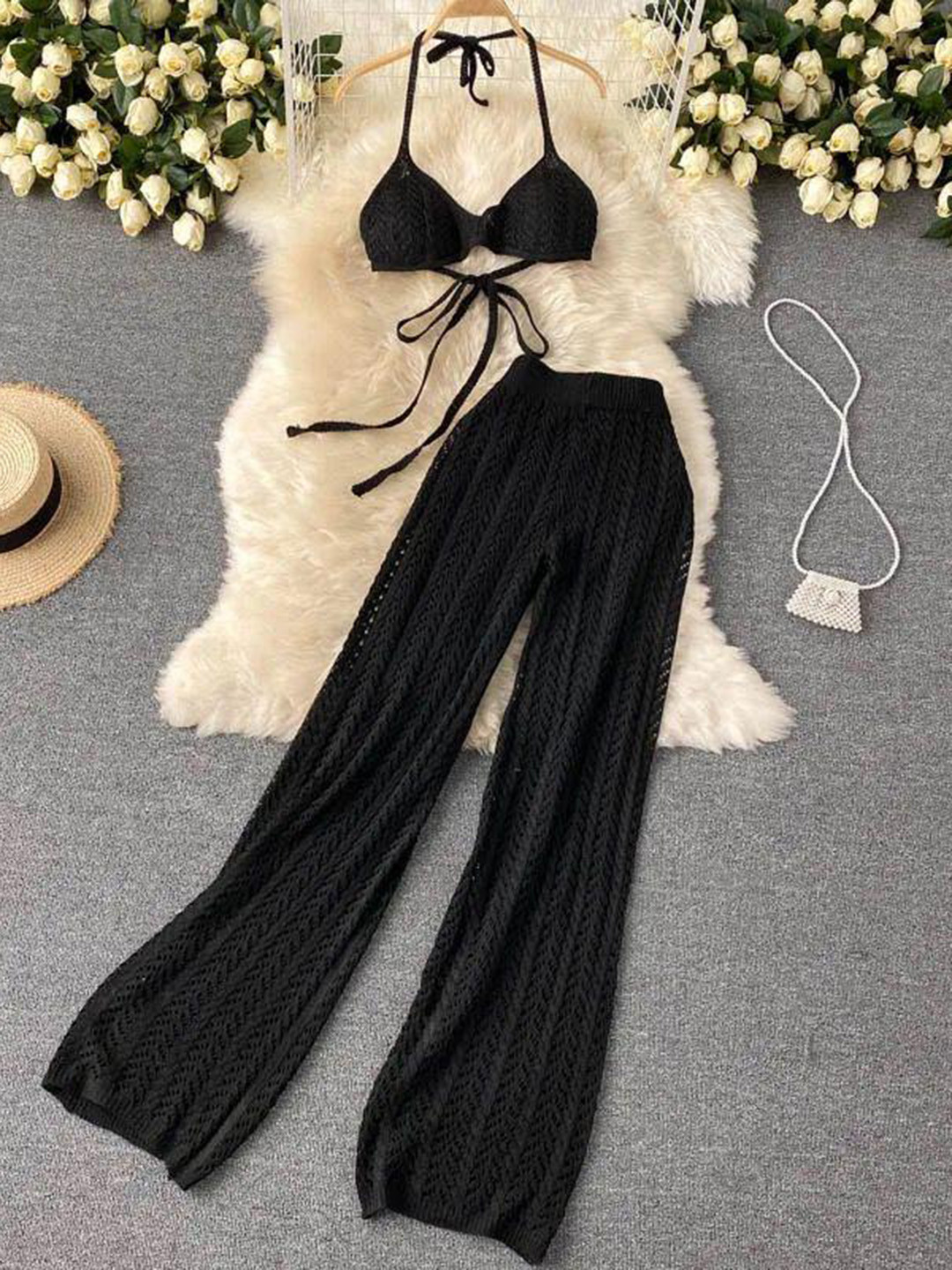 Buy Alamode By Akanksha Women Black Silvia Crochet Coord Set - Co Ords ...