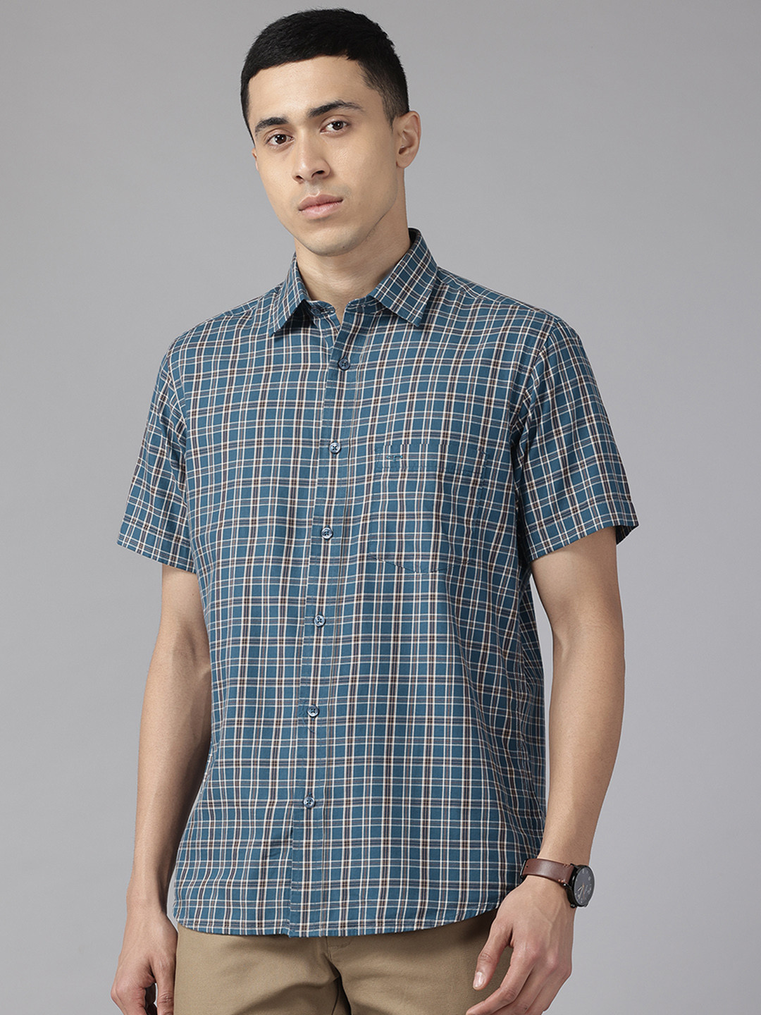 Buy ColorPlus Checked Pure Cotton Shirt - Shirts for Men 32227872 | Myntra