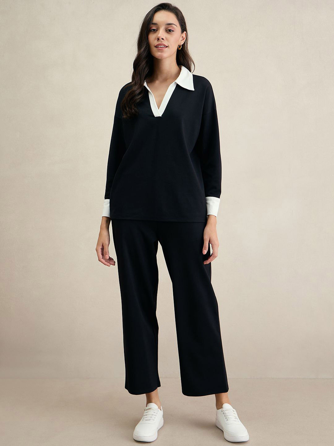 Buy FEMMELLA Colourblocked Shirt Collar Top With Trousers - Co Ords for ...