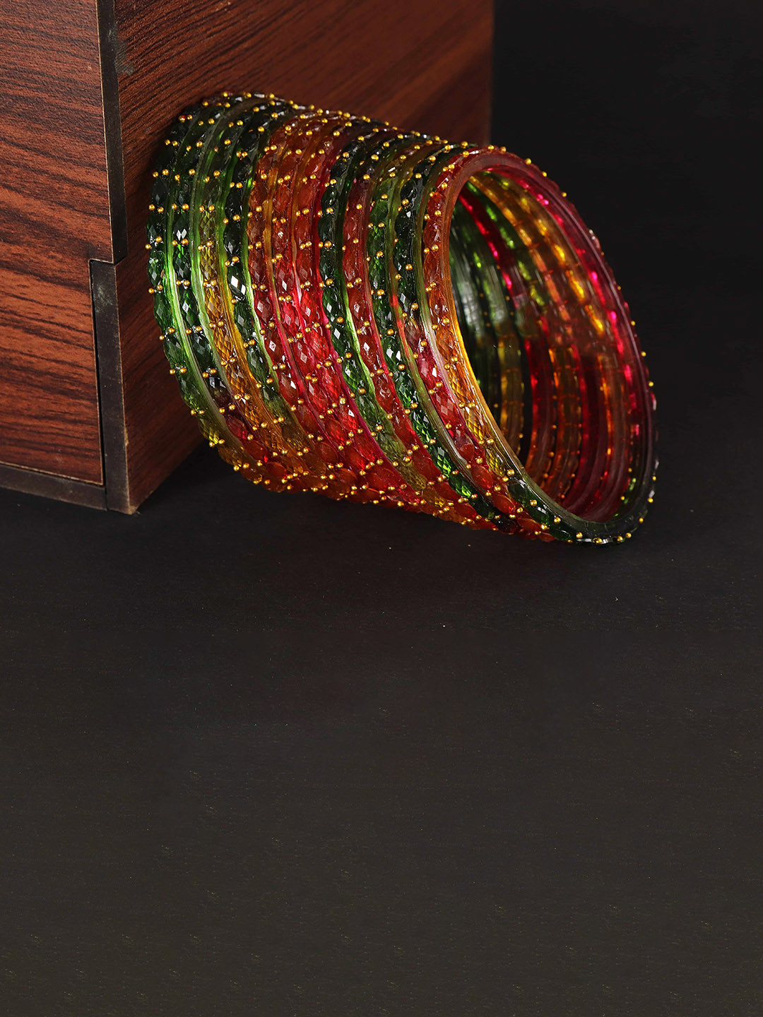 Buy LAVAZZA Set Of 12 Raindrop Glass Zircon Diamond Beaded Bangles ...