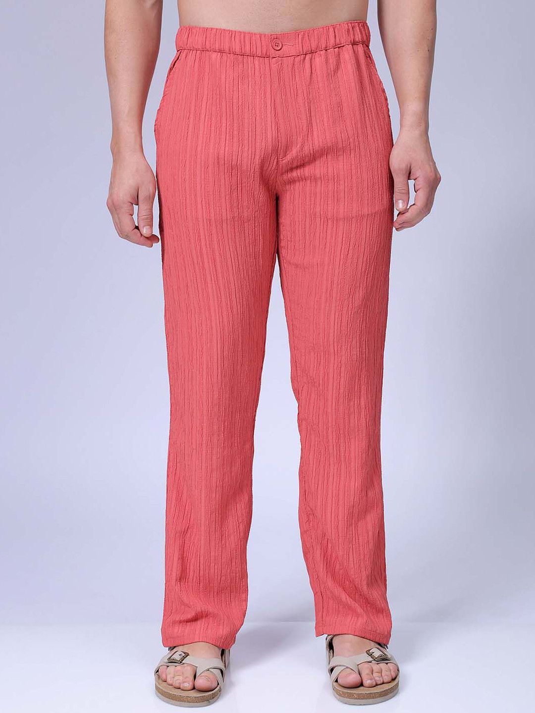 Buy The Indian Garage Co Men Mid Rise Loose Fit Parallel Trousers ...
