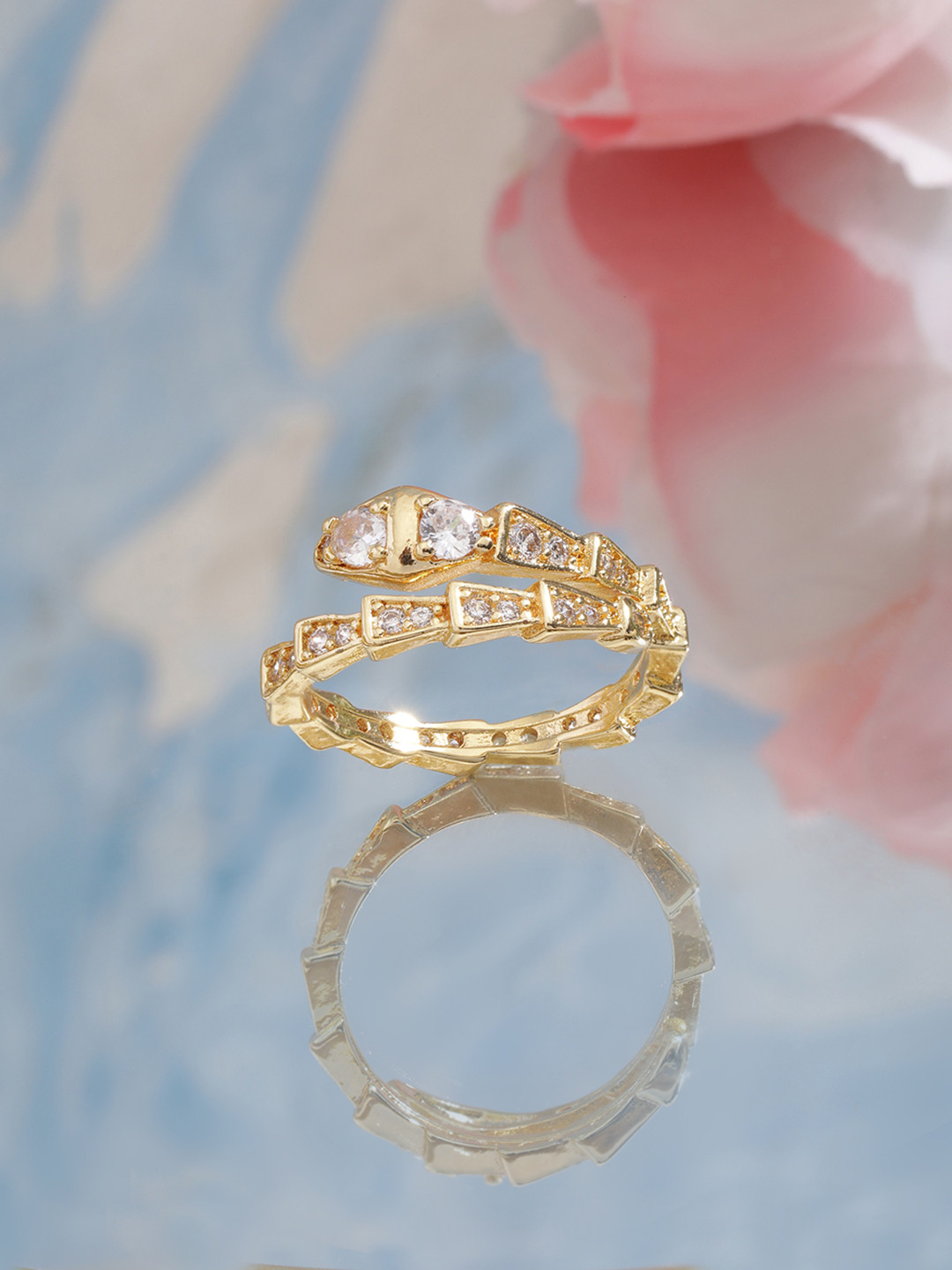 Buy DressBerry Women Stone Studded Snake Shaped Adjustable Finger Ring ...