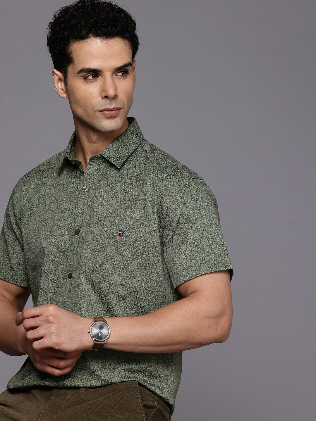 Buy Louis Philippe Sport Slim Fit Opaque Ethnic Motifs Printed Casual ...