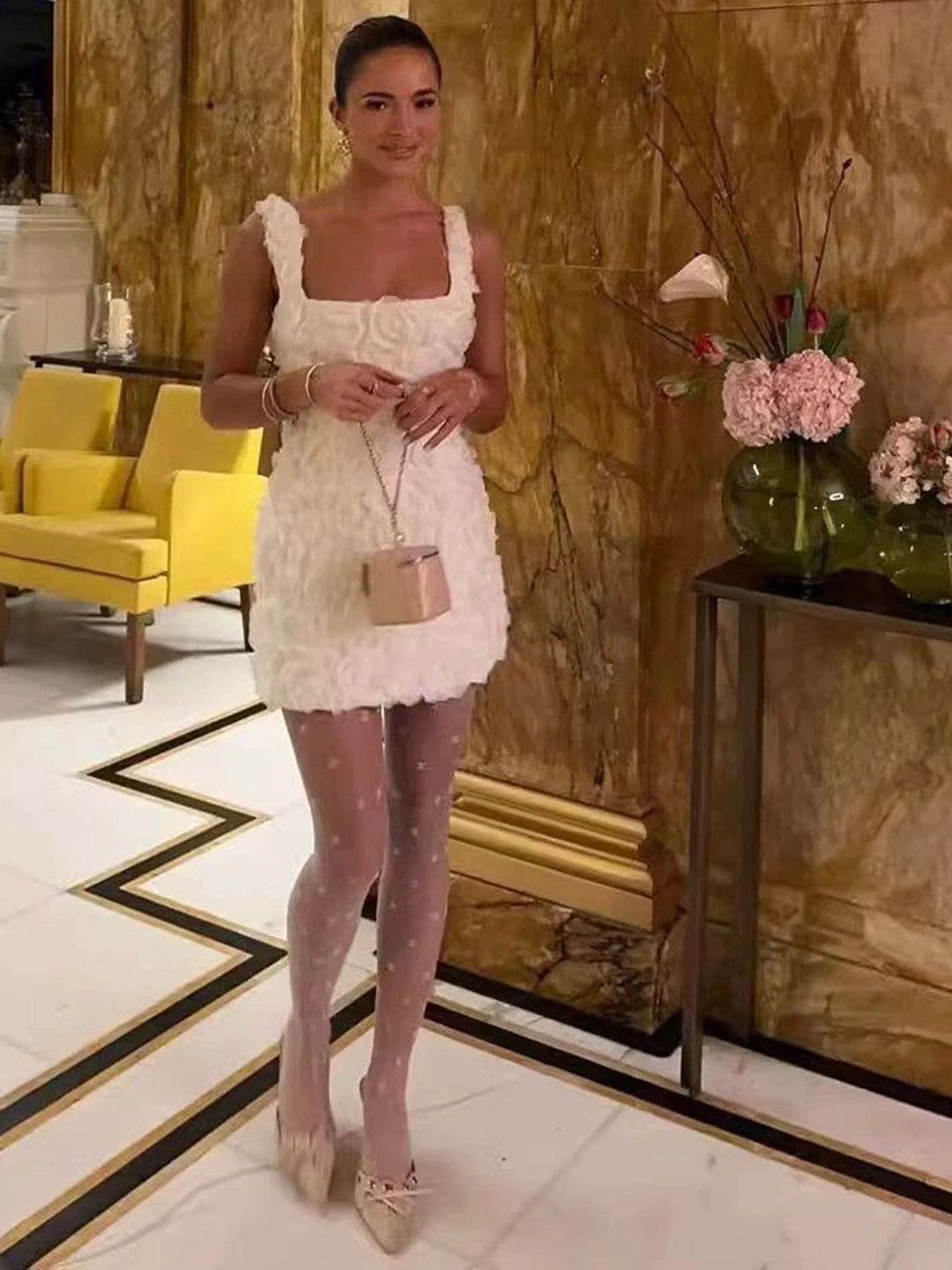 Buy Alamode By Akanksha Women White Hanel Luxe 3D Floral Dress ...