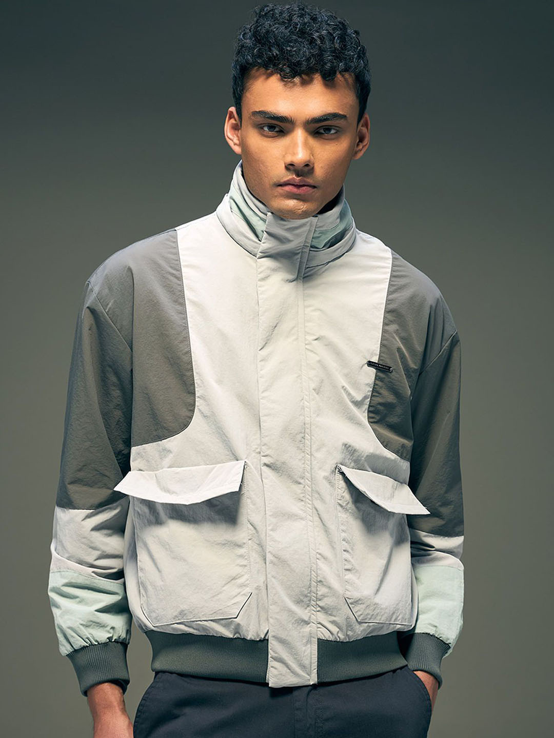 Buy Flying Machine Men Hooded Colourblocked Cotton Casual Bomber Jacket ...