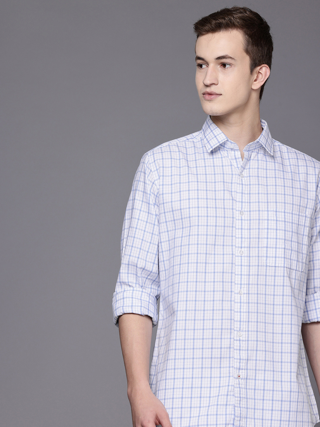 Buy Raymond Pure Cotton Slim Fit Checked Casual Shirt - Shirts for Men ...