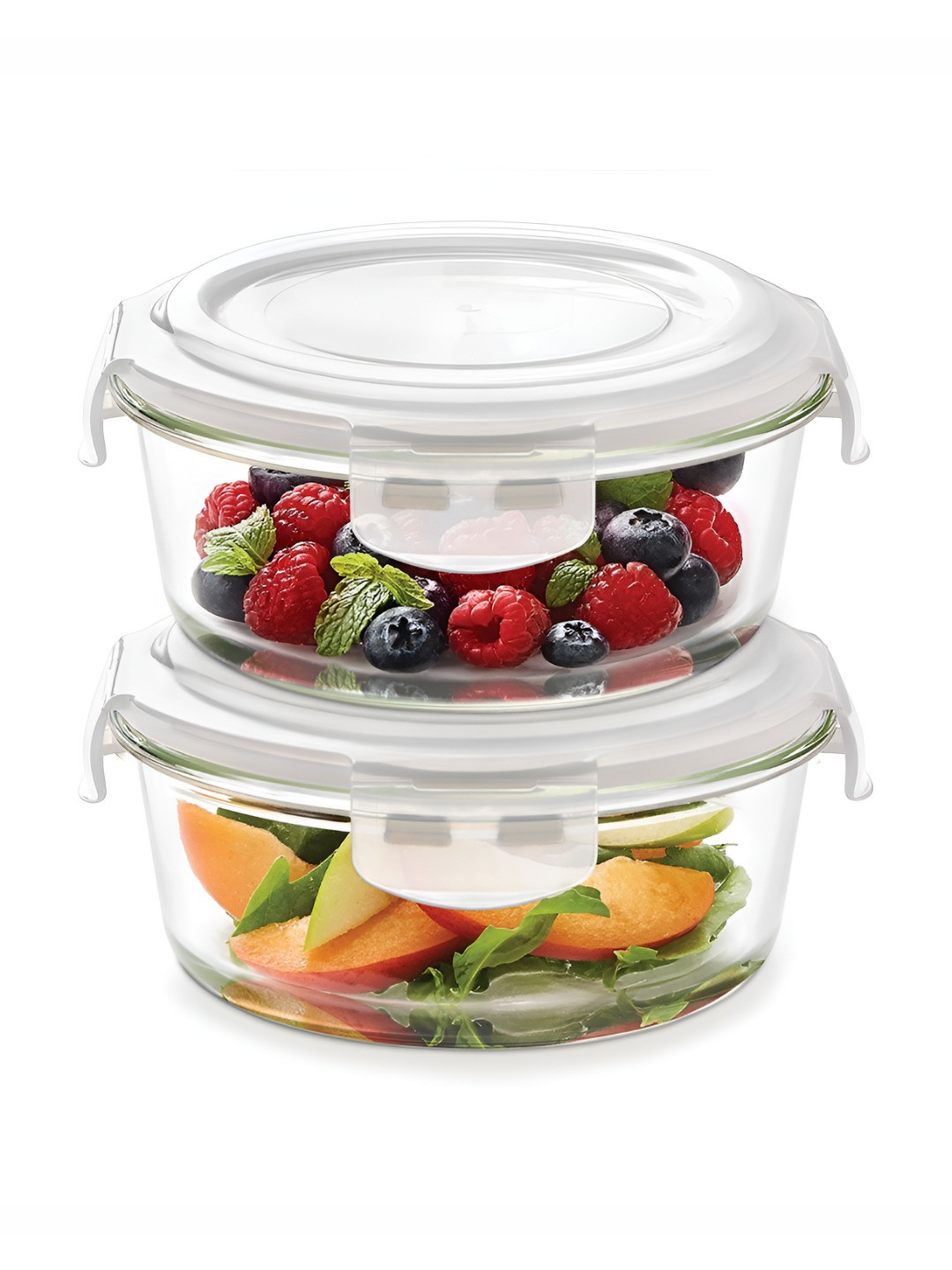 Buy BOROSIL Klip N Store Transparent 2 Pieces Round Glass Container ...