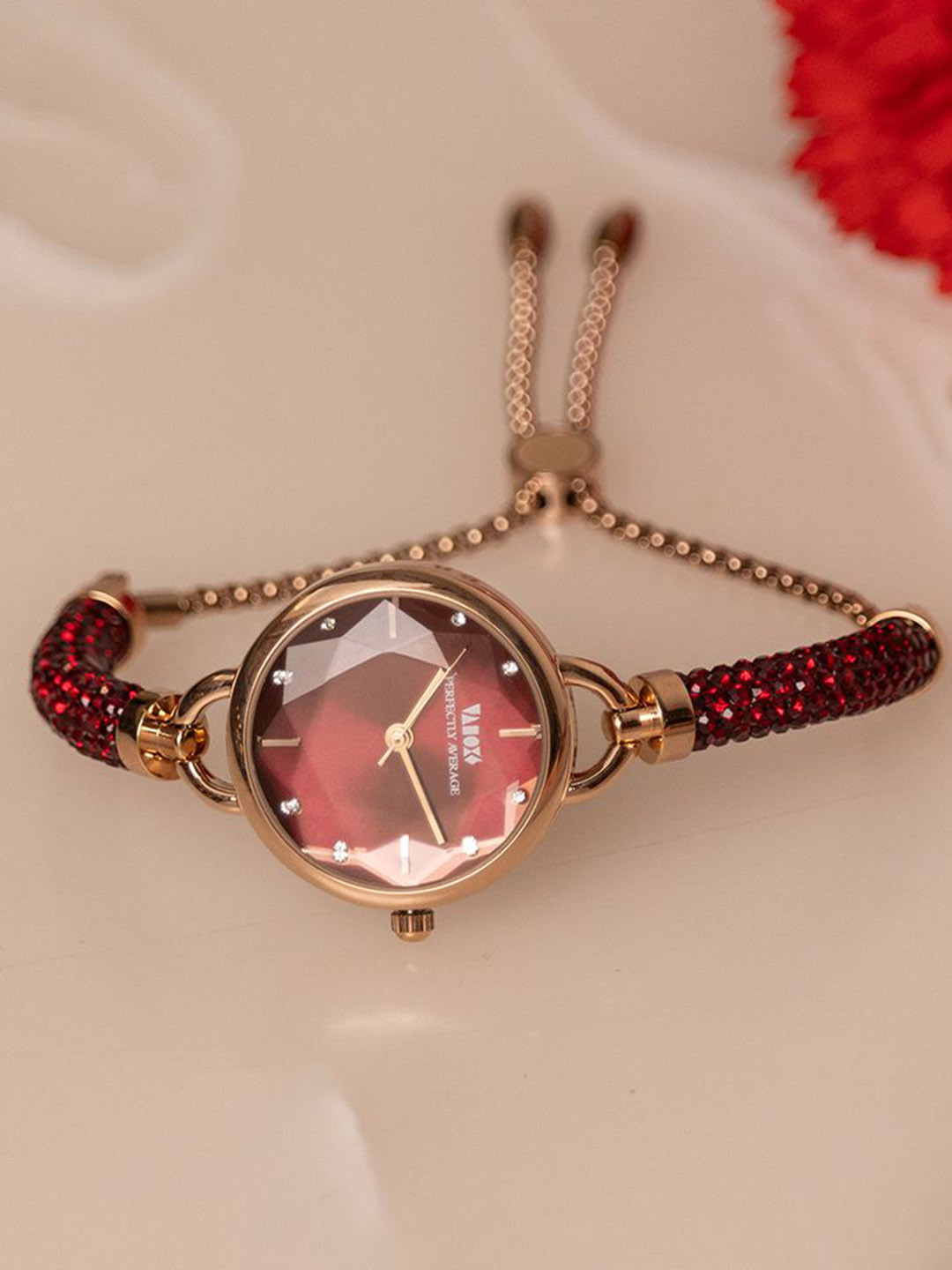 Buy Perfectly Average Women Crystal Slider Red Analog Watches PAJ ...