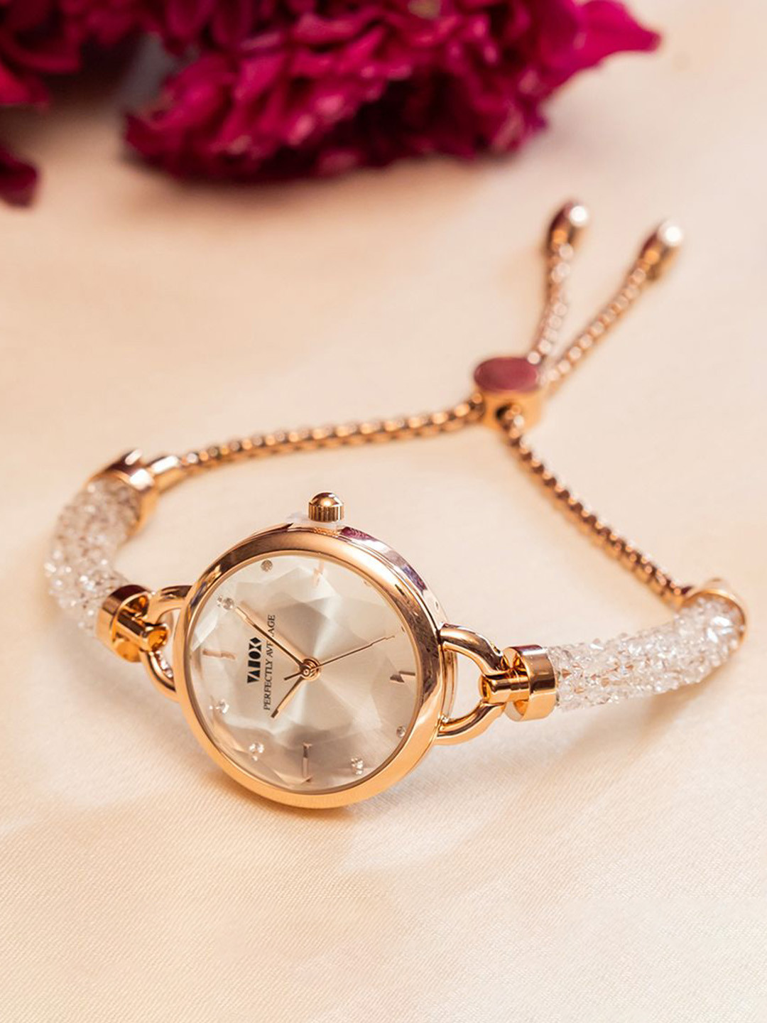 Buy Perfectly Average Women Crystal Slider White Analogue Watch PAJ ...