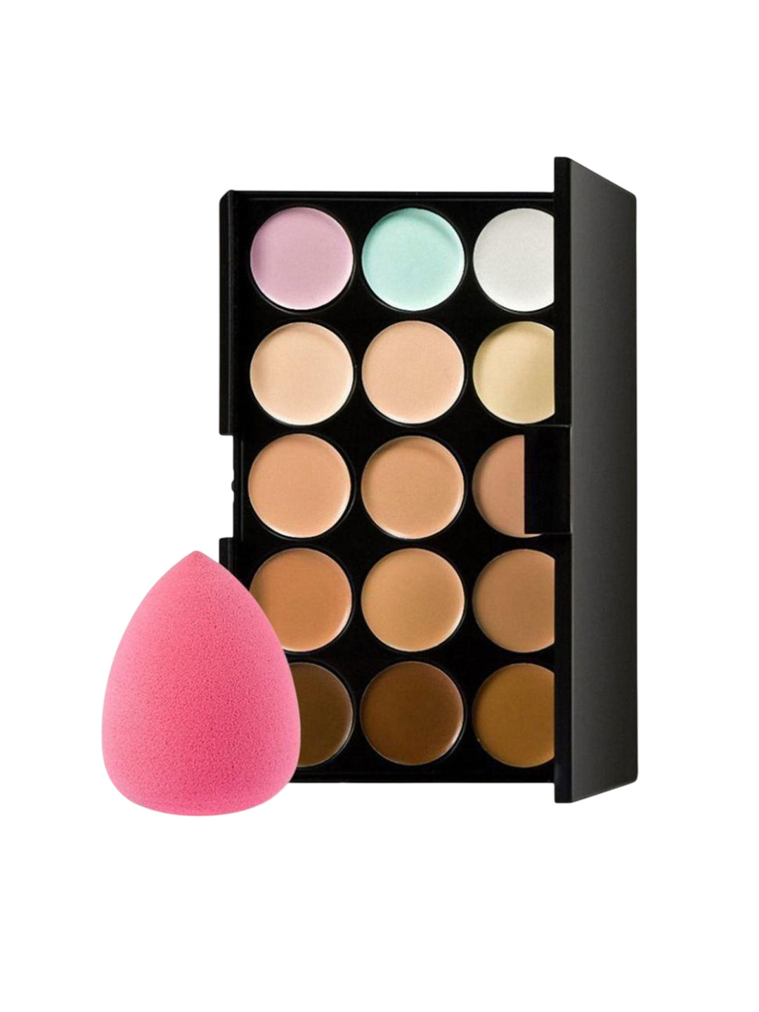 Buy Lenon Set Of 2 15 Colour Contour Concealer & Blender Puff ...
