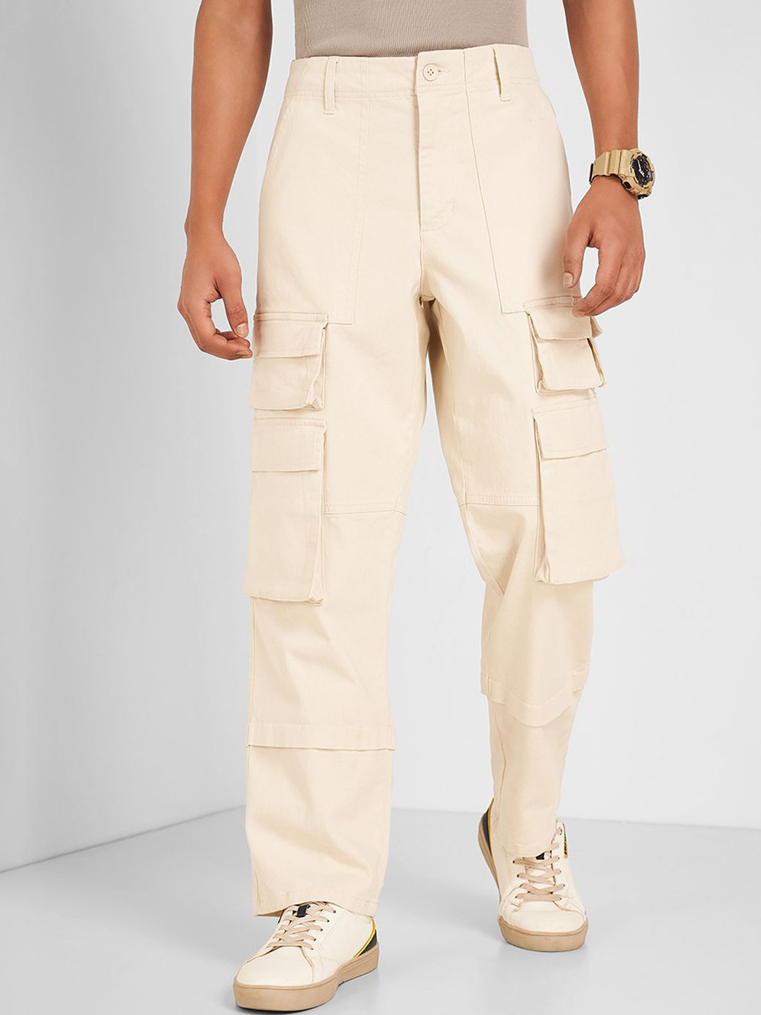 Buy 7 Alt By Pantaloons Men Loose Fit Cotton Cargos - Trousers for Men ...