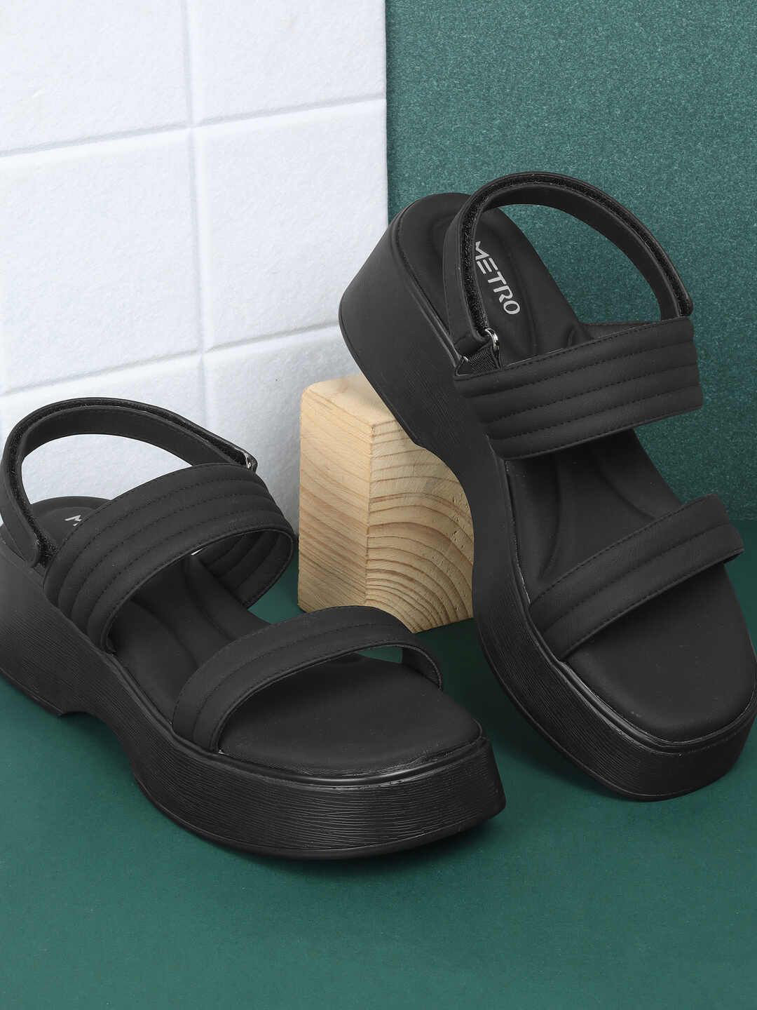 Buy Metro Textured Platform Sandals With Buckles - Heels for Women ...