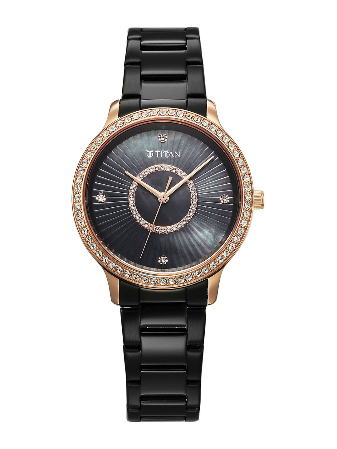Buy Titan Glamour Quartz Embellished Dial & Stainless Steel Straps ...