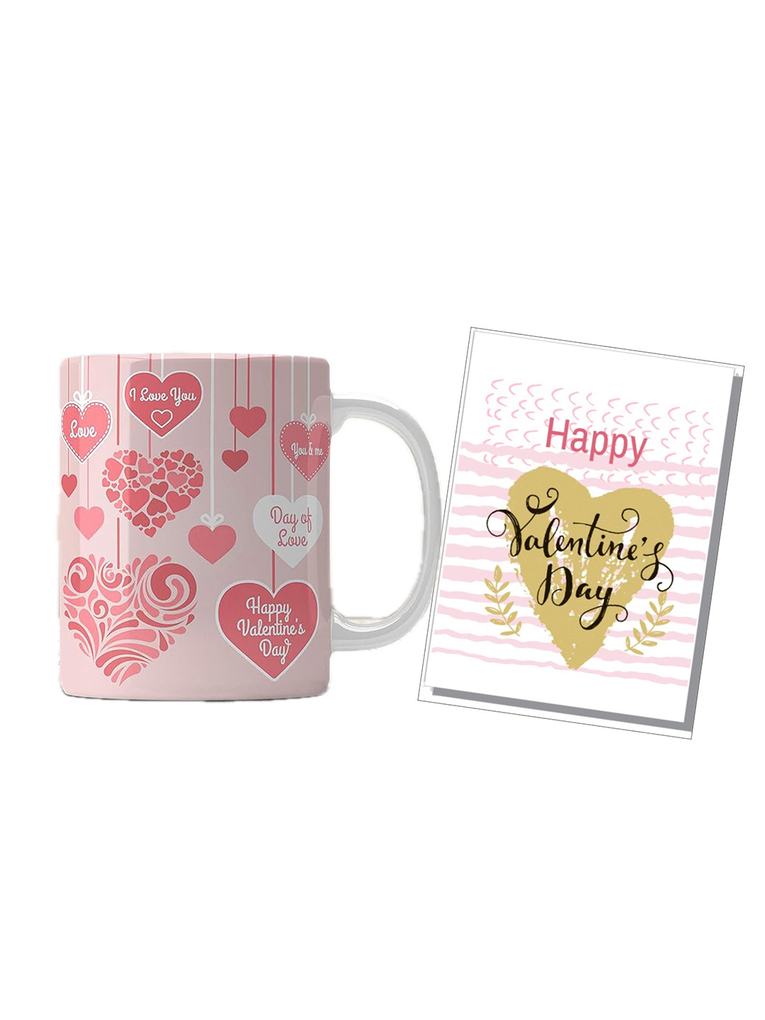 Buy Quace MugandGreetingCard White & Pink Printed Ceramic Matte Mug ...