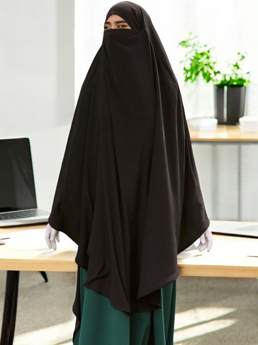 Buy MUSHKIYA Long Prayer Hijab With Attached Mouthpiece Ready To Wear ...