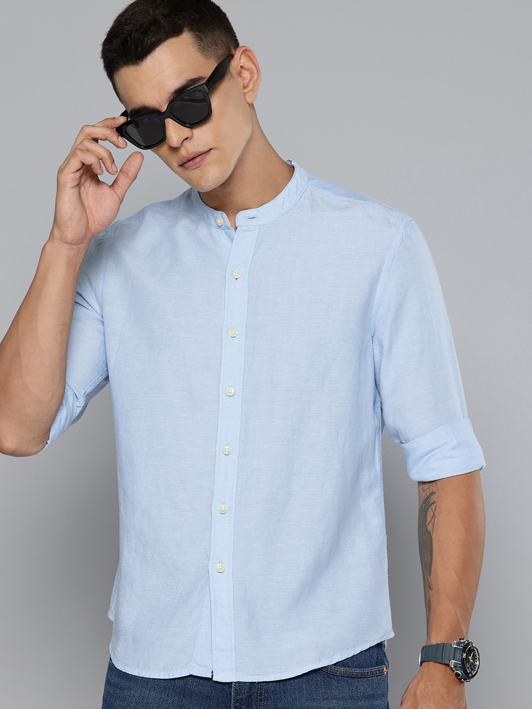 Buy Levis Slim Fit Band Collar Casual Shirt - Shirts for Men 32303443 ...