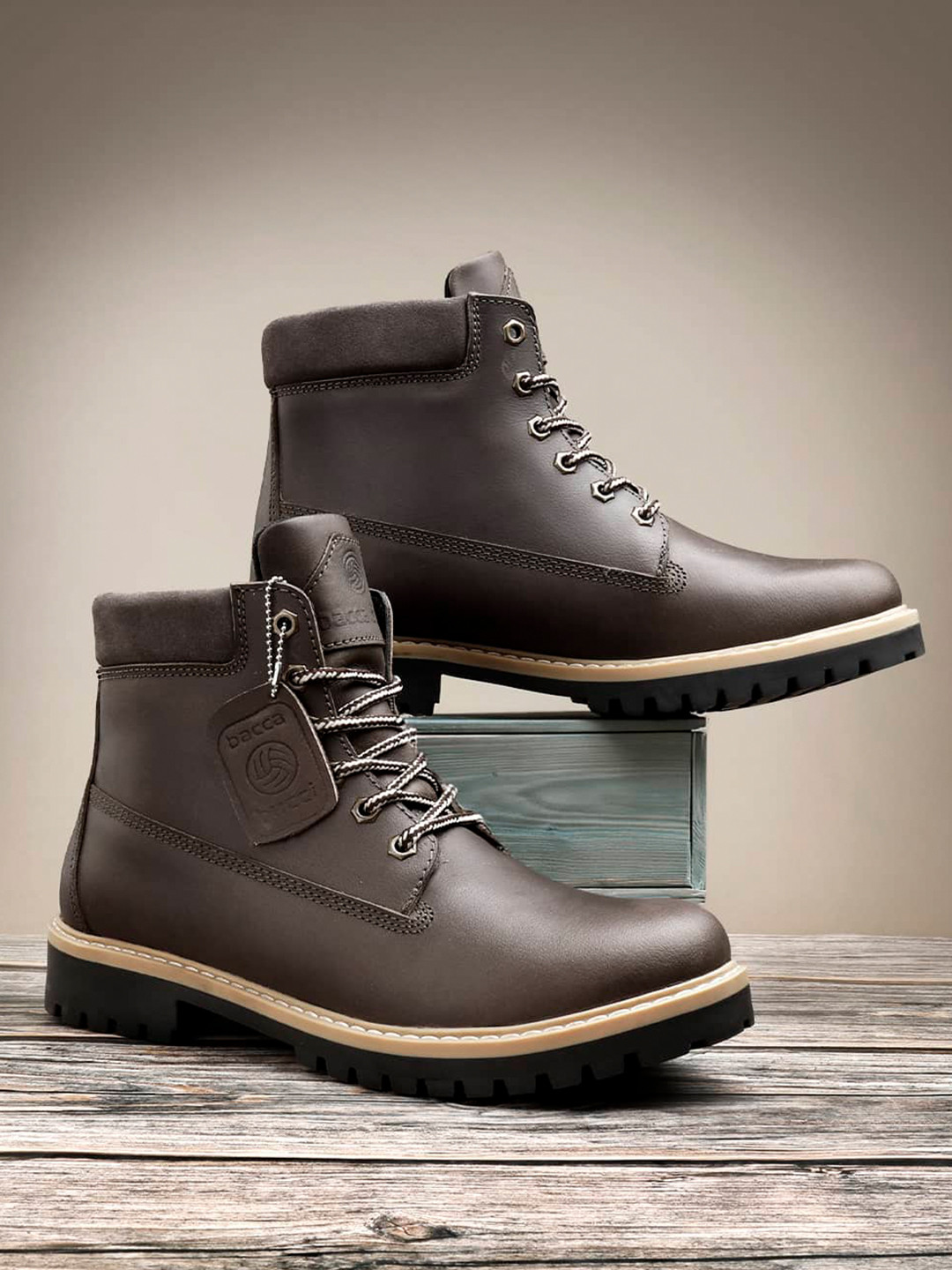 Buy Bacca Bucci Men Grey BULLET Splash Proof Full Leather Classic Boots ...