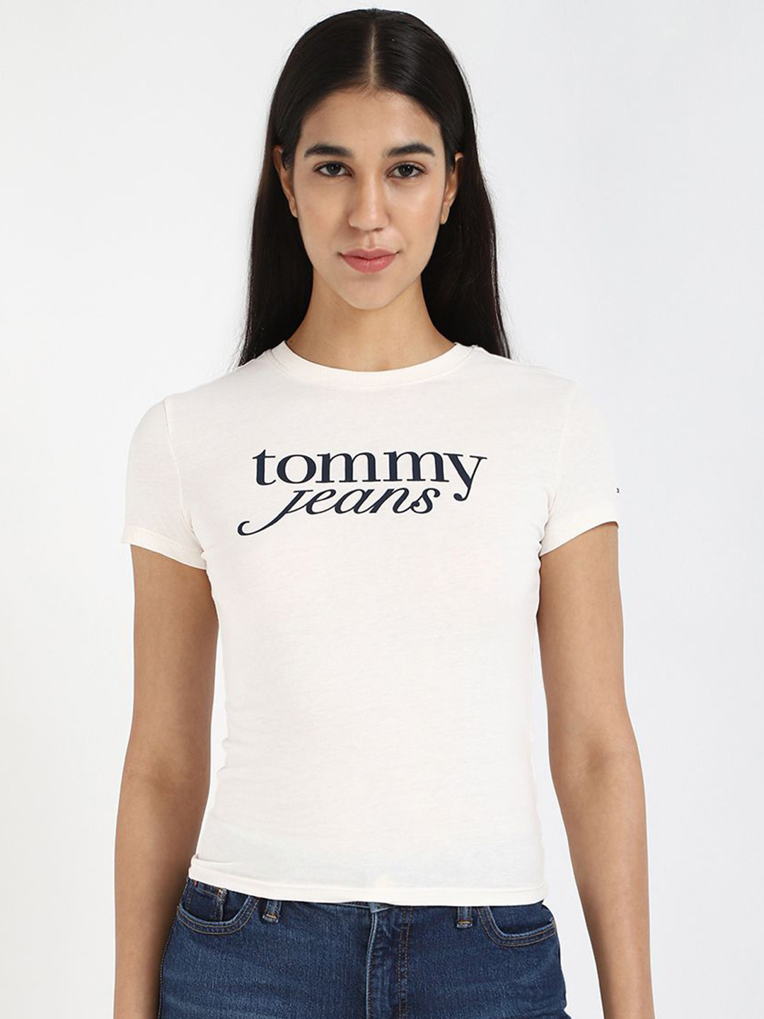 Buy Tommy Hilfiger Women Typography Slim Fit T Shirt - Tshirts for ...