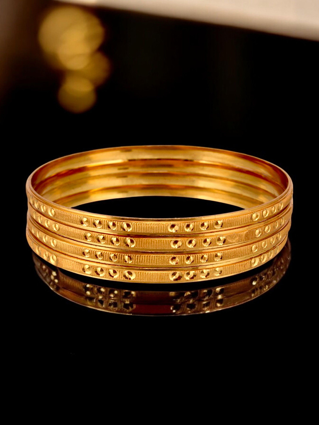 Buy LUCKY JEWELLERY Set Of 4 18K One Gold Plated Bangles - Bangle for ...