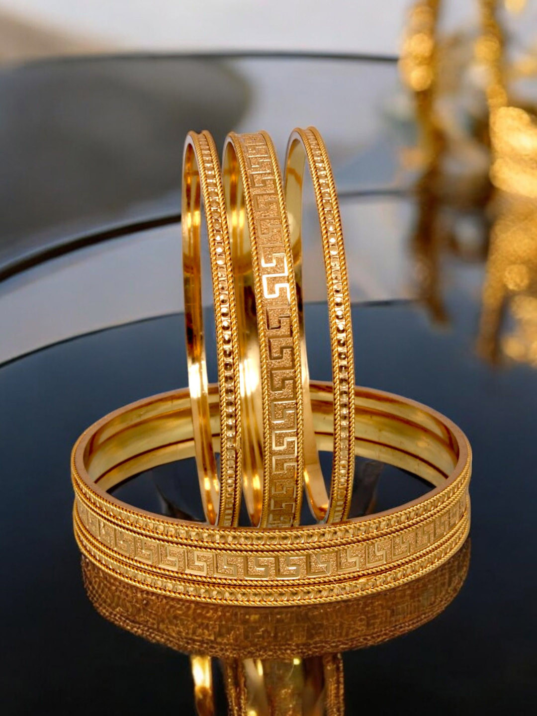 Buy LUCKY JEWELLERY Set Of 6 18K One Gram Gold Plated Bangles - Bangle ...