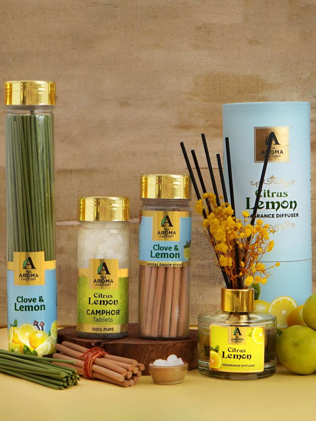 Buy The Aroma Factory Blue & Brown 4 Pieces Lemon Zest Complete ...