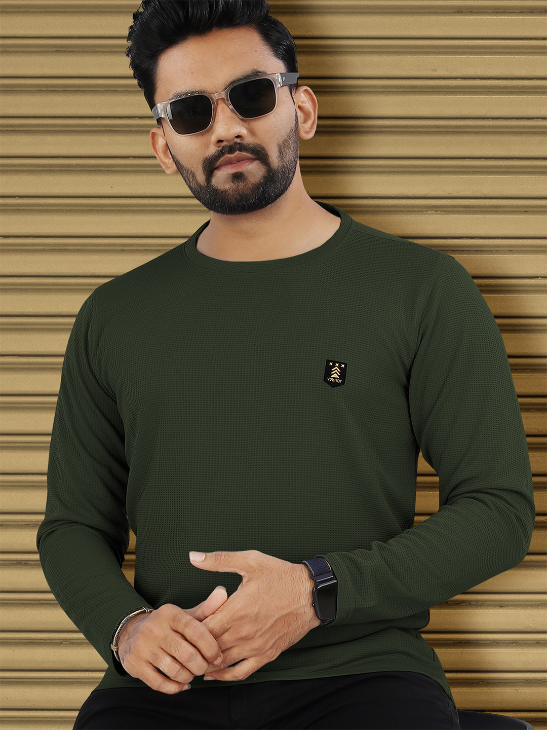 Buy VeBNoR Men Self Design Round Neck Casual T Shirt - Tshirts for Men ...