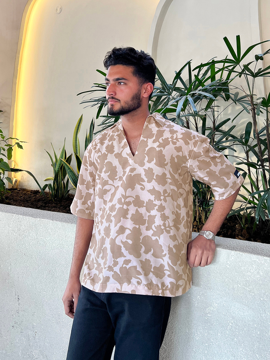 Buy UNRL Floral Printed Polo Collar Relaxed Fit T Shirt - Tshirts for ...